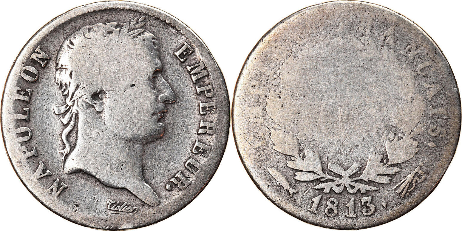 France Franc 1813 Utrecht Coin, Napoléon I, Utrecht, Silver, KM:692.17 ...