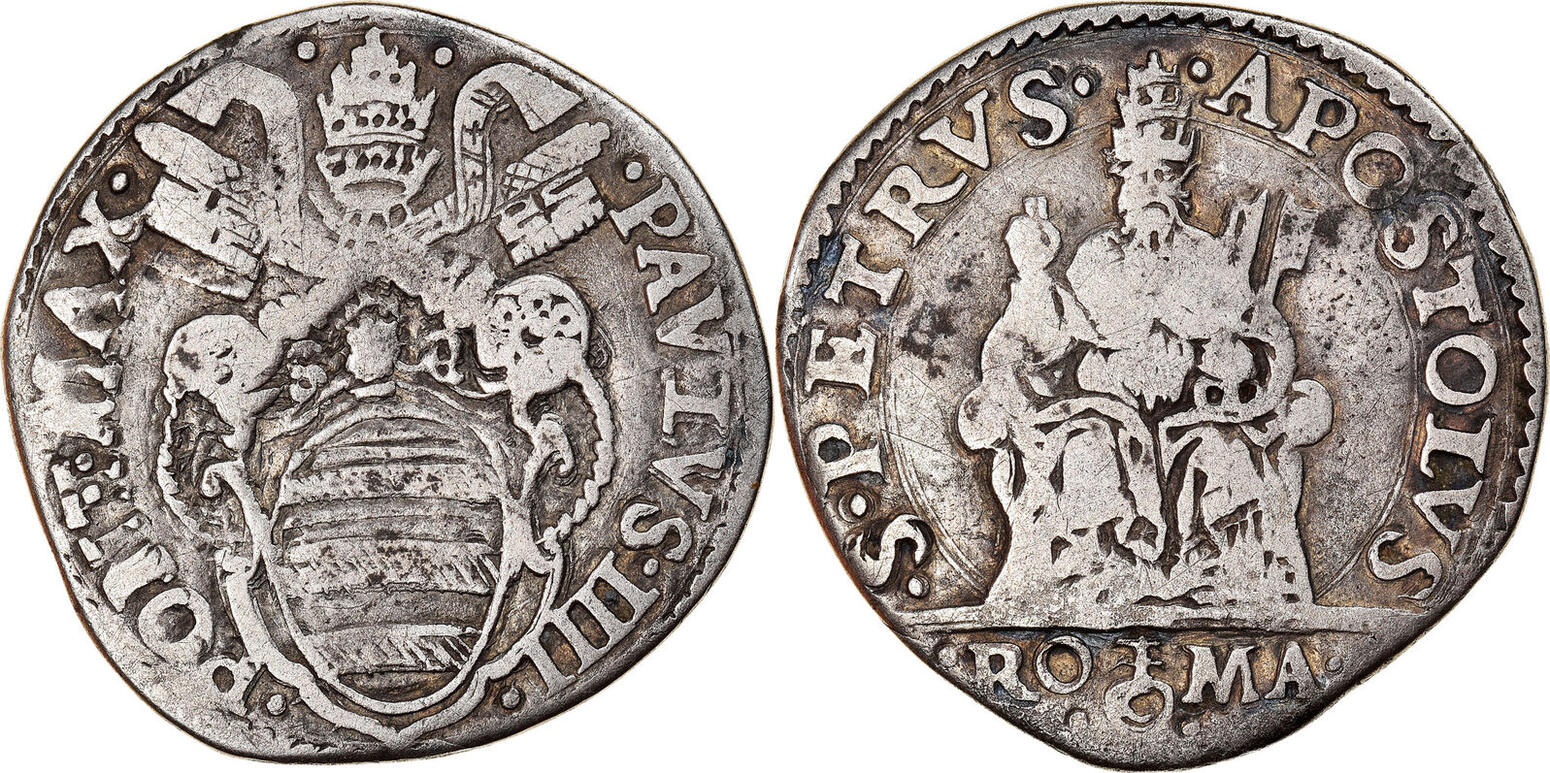 Vatican Testone 1555-1559 Rome Coin, Rome, Silver EF(40-45) | MA-Shops