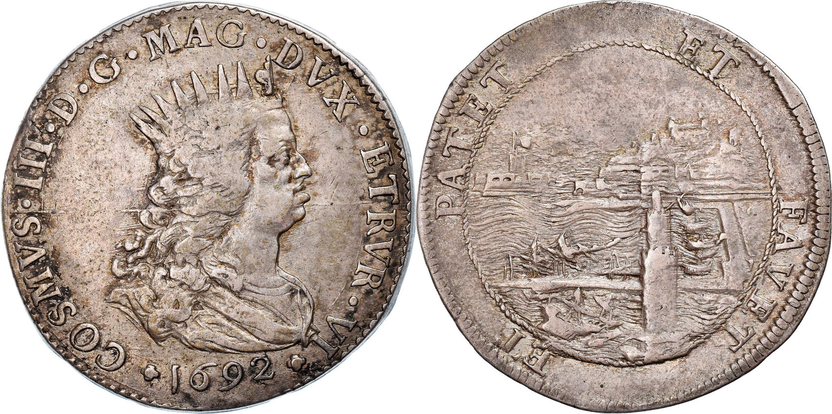 ITALIAN STATES Tollero 1692 Florence Coin, LIVORNO, Cosimo III ...