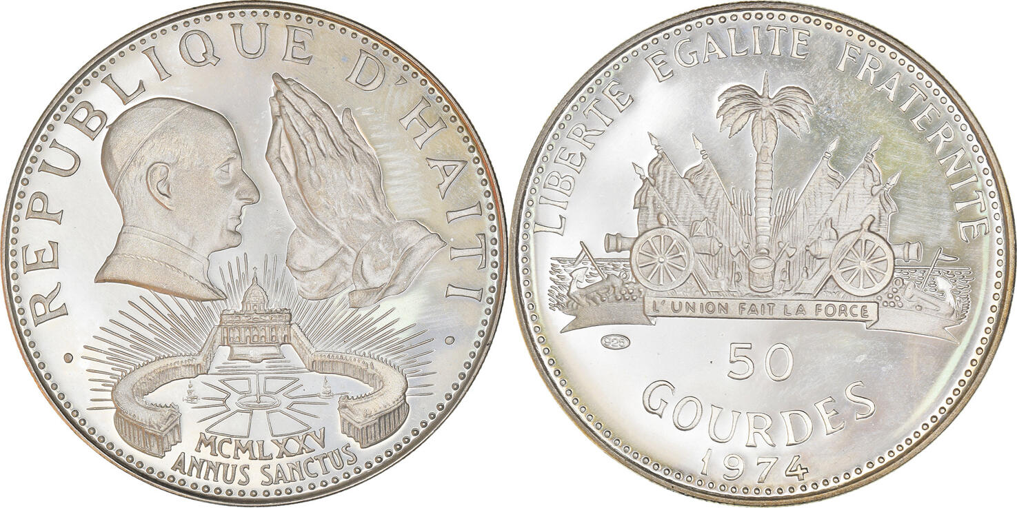 Haiti 50 Gourdes 1974 Coin, Silver, KM:123 MS(65-70) | MA-Shops
