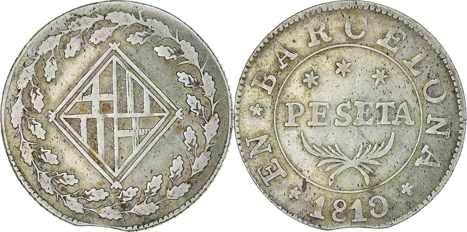 Spain Peseta 1810 Barcelona Coin, BARCELONA, Joseph (Jose) Napolean ...