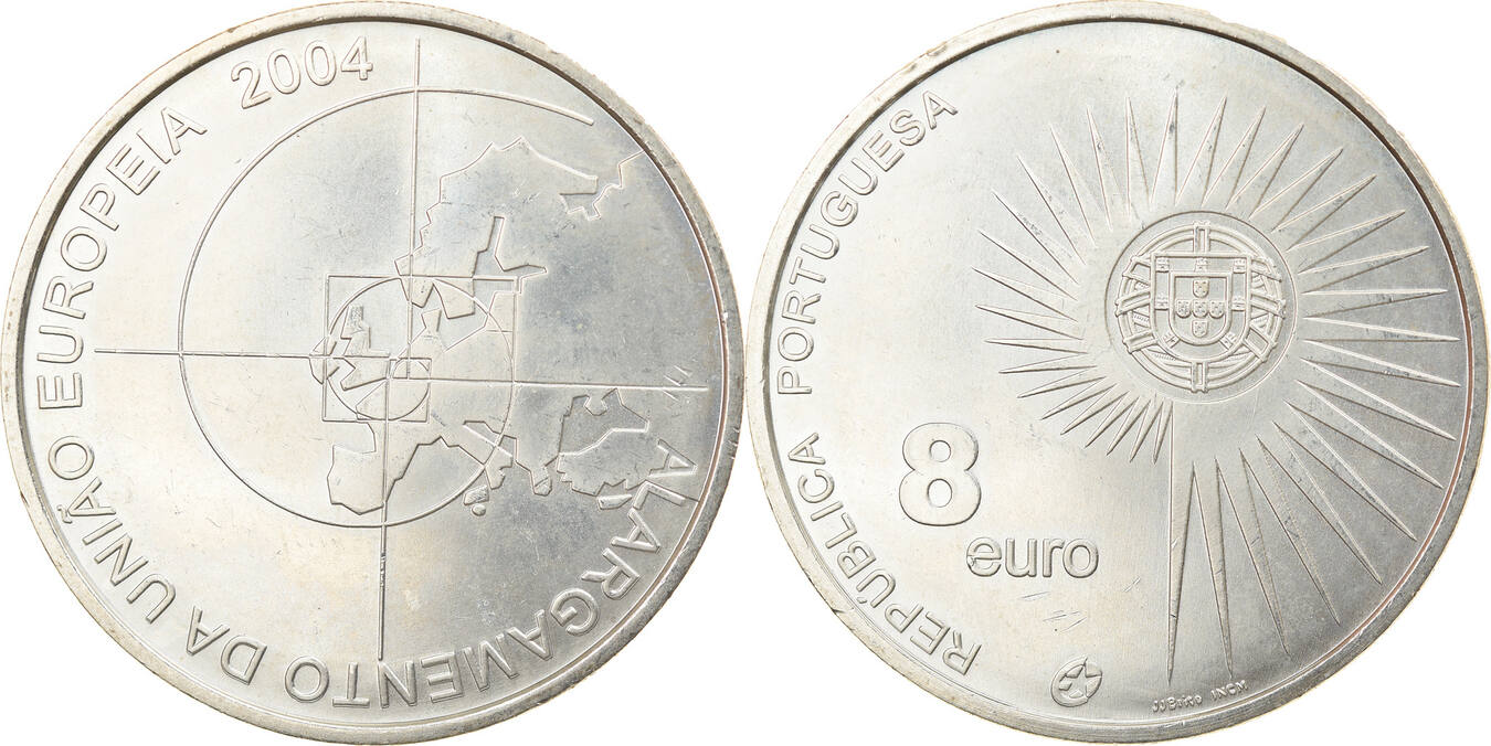 Portugal 8 Euro 2004 INCM Lisbon, Silver, KM:753 MS(60-62) | MA-Shops
