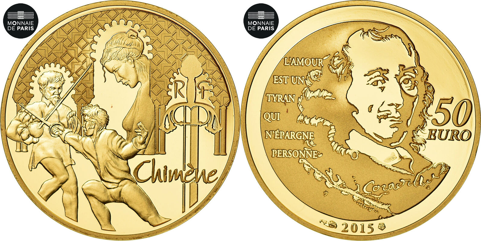 France 50 Euro 2015 Paris Coin, Monnaie de Paris, Gold MS(65-70) | MA-Shops