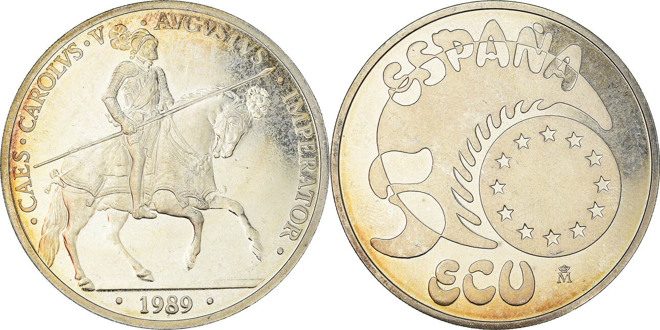 Spain 5 Ecu 1989 M Coin, Juan Carlos I, Madrid, Silver, KM:M24 AU(55-58 ...