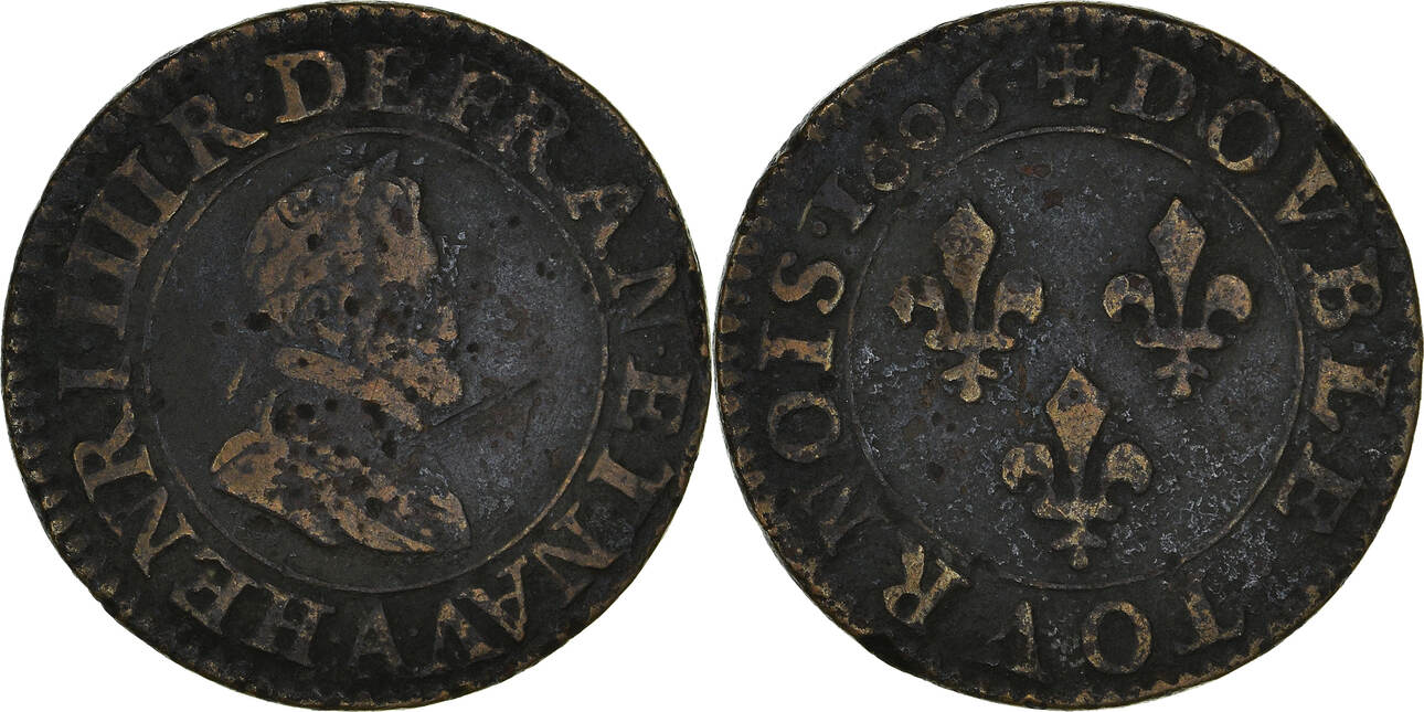 France Denier Tournois 1606 A Coin, Henri IV, Paris, Copper, KM:15 EF ...