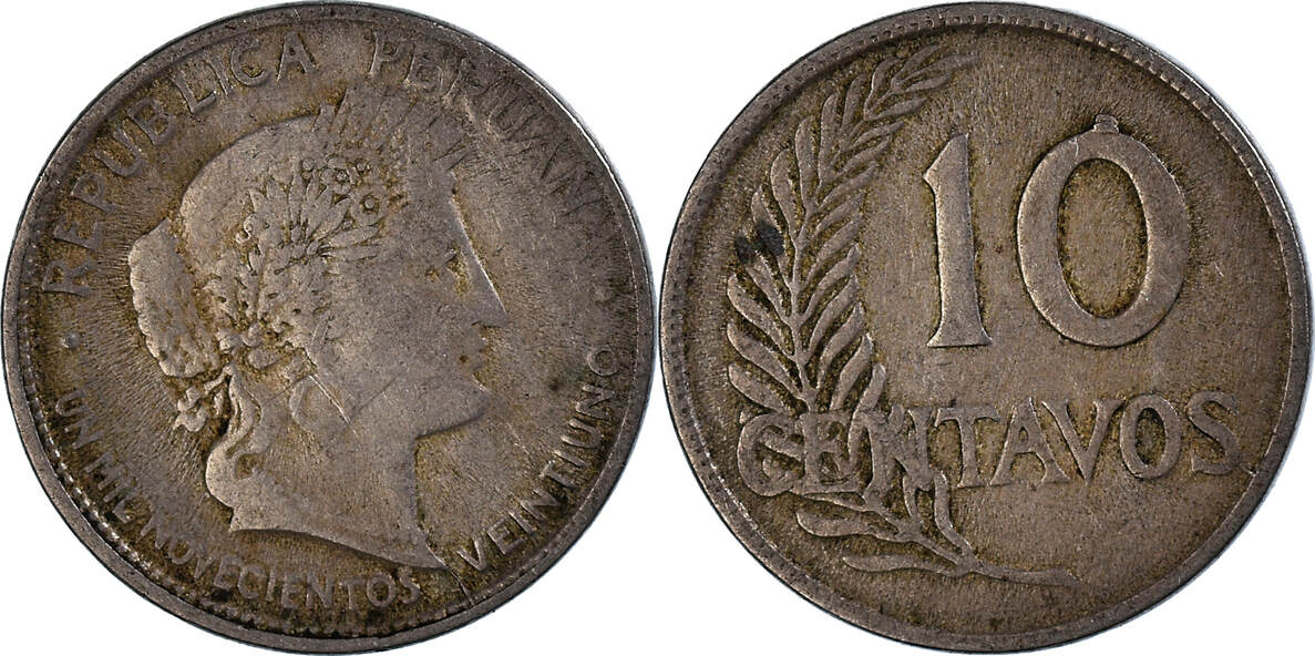 Peru 10 Centavos 1921 Coin | MA-Shops