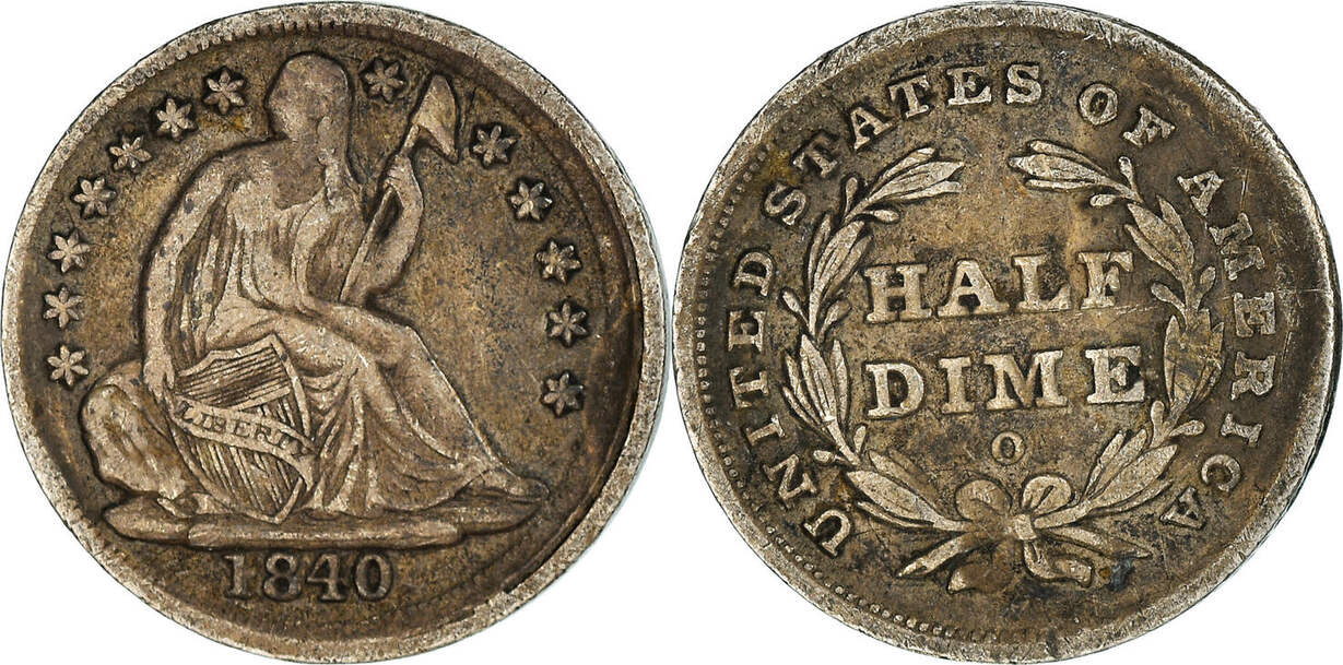 United States 1840 O Coin, Seated Liberty Half Dime, U.S. Mint, New VF ...