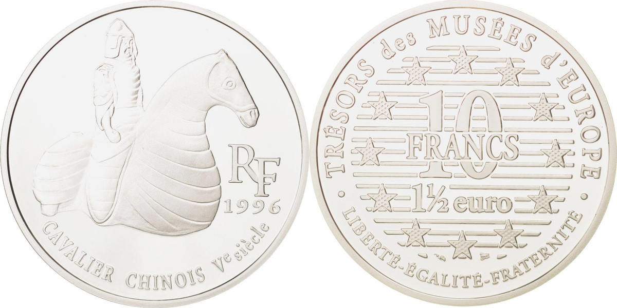 France 10 Francs-1.5 Euro 1996 Paris Coin, Paris, Silver, KM:1158 MS(65 ...