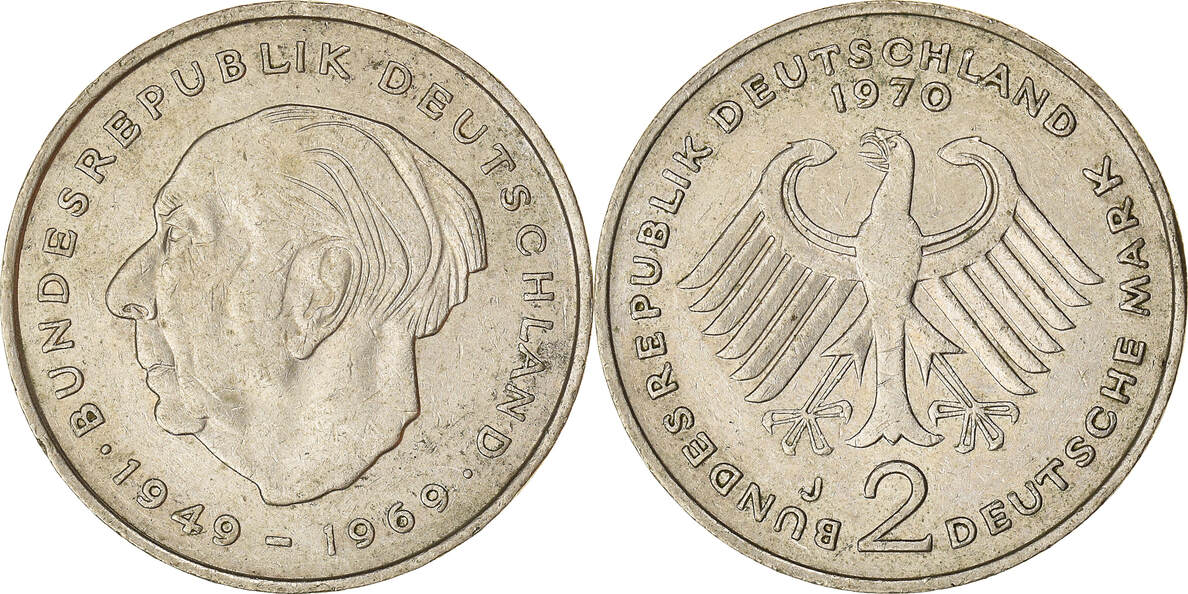 GERMANY - FEDERAL REPUBLIC 2 Mark 1970 J Coin, Hambourg EF(40-45) | MA ...