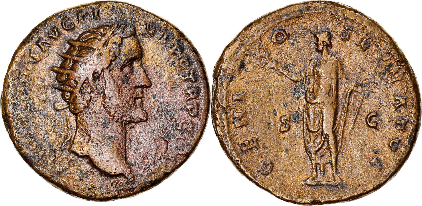 Dupondius 141-143 Rome Coin, Antoninus Pius, Rome, Bronze, RIC:660a VF ...