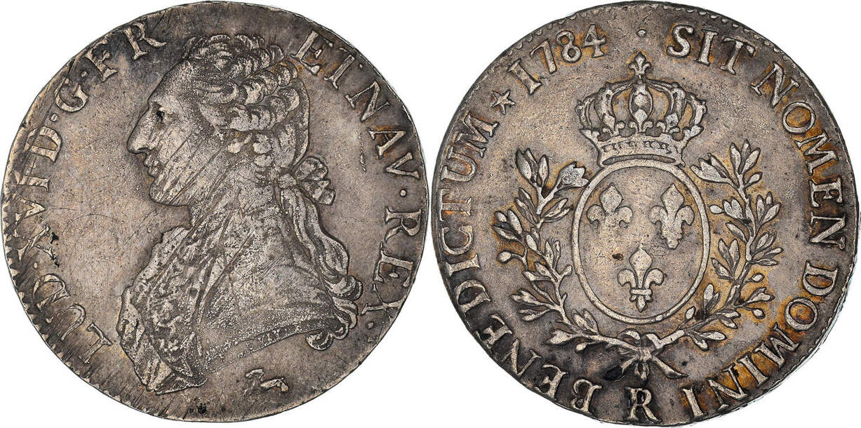 France Ecu 1784 R Coin, Louis XVI, Écu aux branches d'olivier, Orléans ...