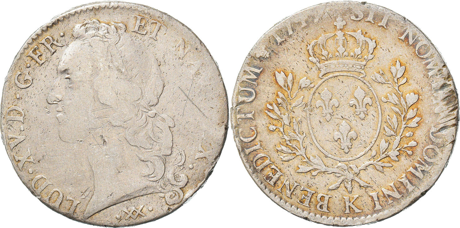 France Ecu 1749/7 K Coin, Louis XV, Écu au bandeau, Bordeaux VF(30-35 ...