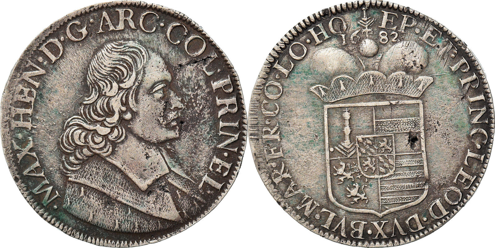 Patagon 1682 Liege Coin, Maximilian Henry, Liege, Silver, KM:80 VF(30 ...