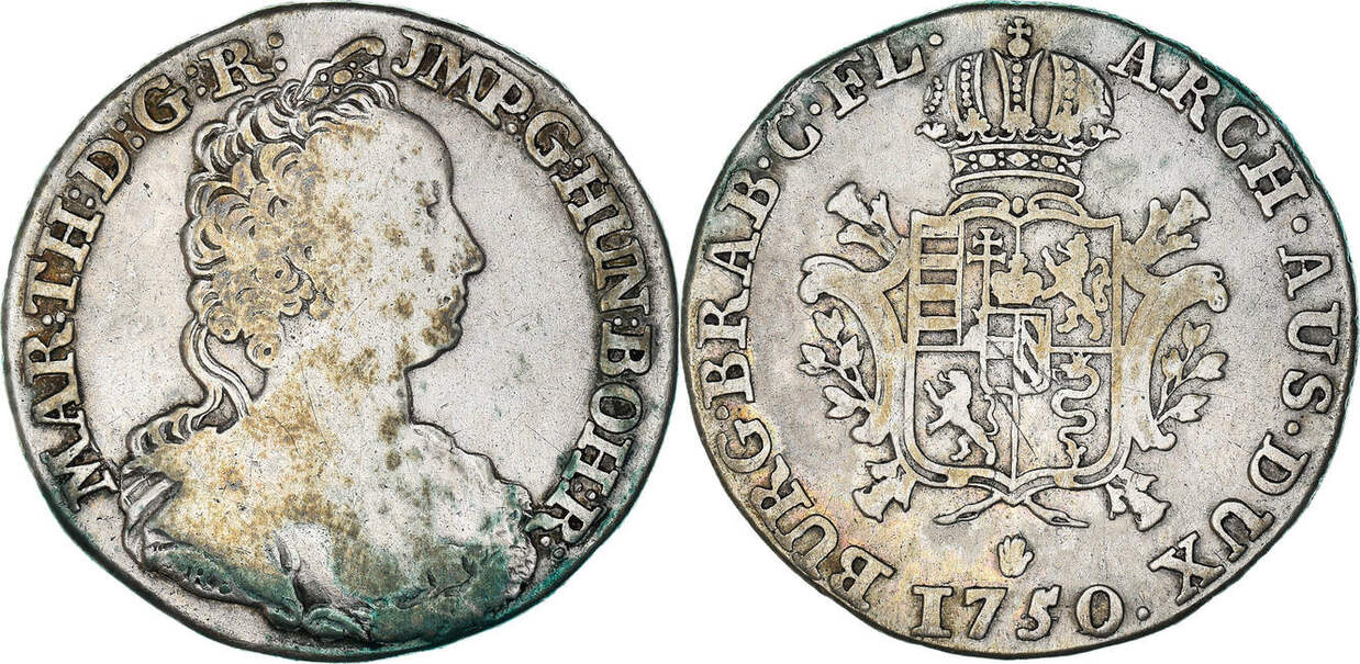 AUSTRIAN NETHERLANDS 1/4 Ducaton 1750 (h) Coin, Maria Theresa, Antwerp ...