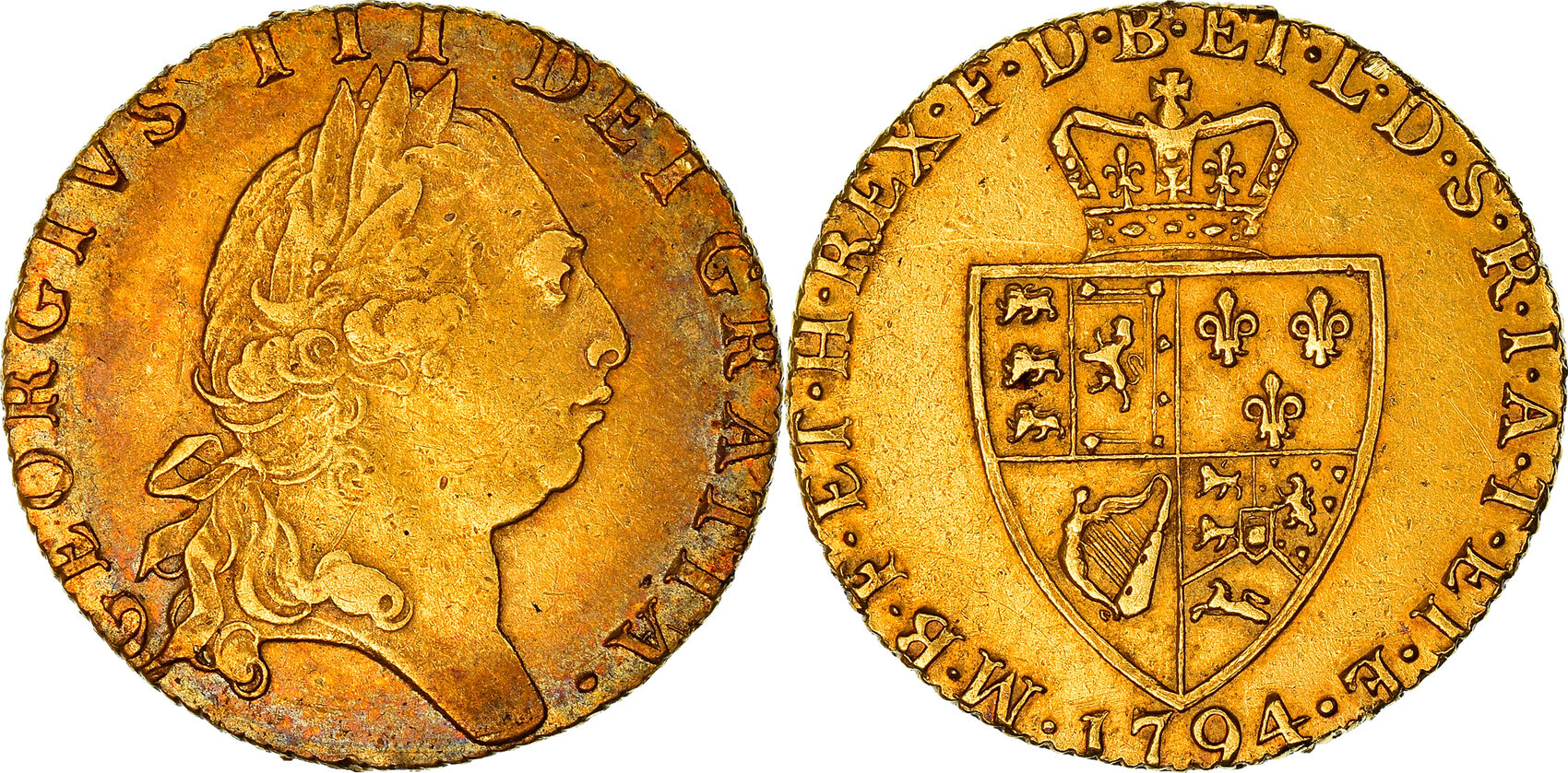 Great Britain Guinea 1794 London Coin, George III, London, Gold, KM:609 ...