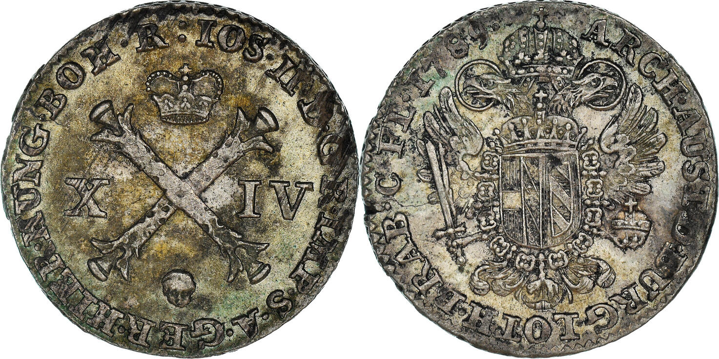 AUSTRIAN NETHERLANDS 14 Liards, 14 Oorden 1789 (B) Coin, Joseph II, Brussels EF(40-45) | MA-Shops