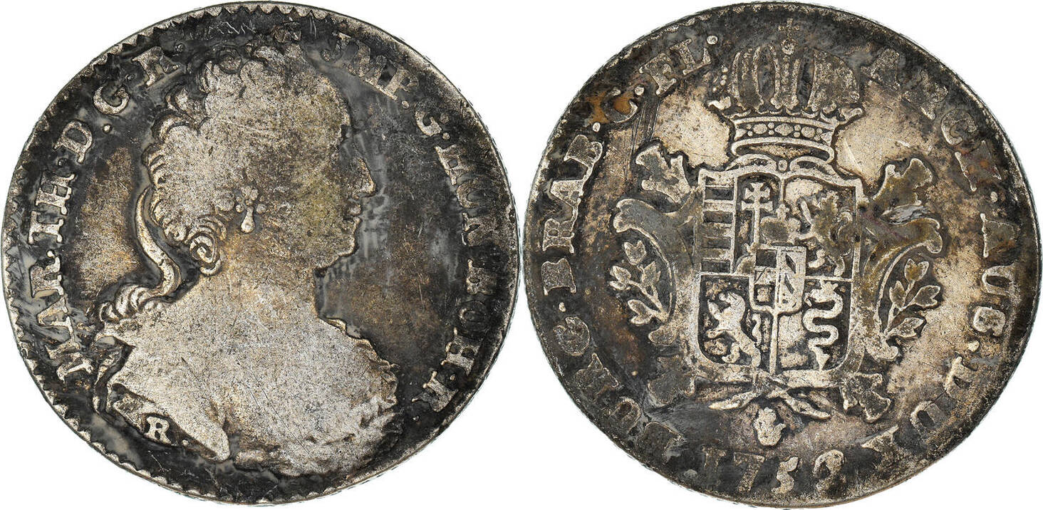 AUSTRIAN NETHERLANDS 1/4 Ducaton 1752 (h) Coin, Maria Theresa, Anvers ...