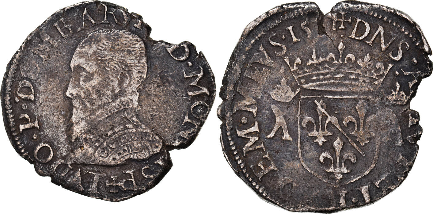 France Teston 1577 Trévoux Coin, DOMBES, Louis II, Trévoux, Silver VF ...