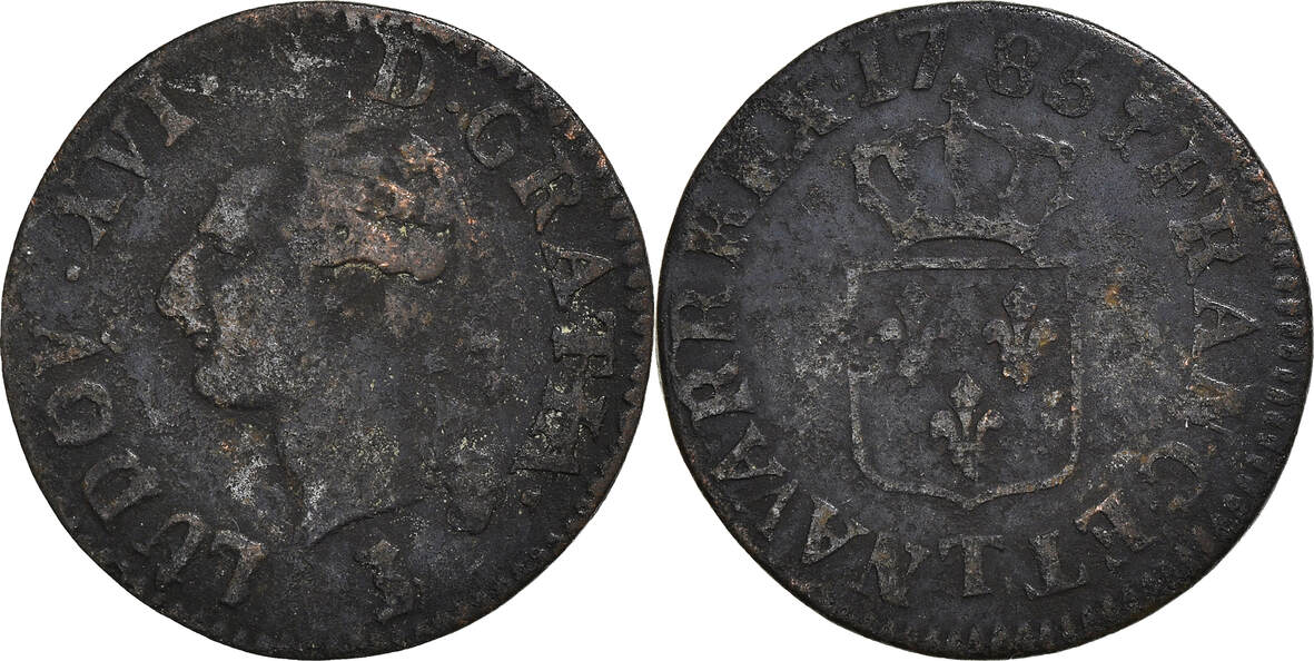 France 1785 T Coin, Louis XVI, Liard, Nantes, Copper F(12-15) | MA-Shops