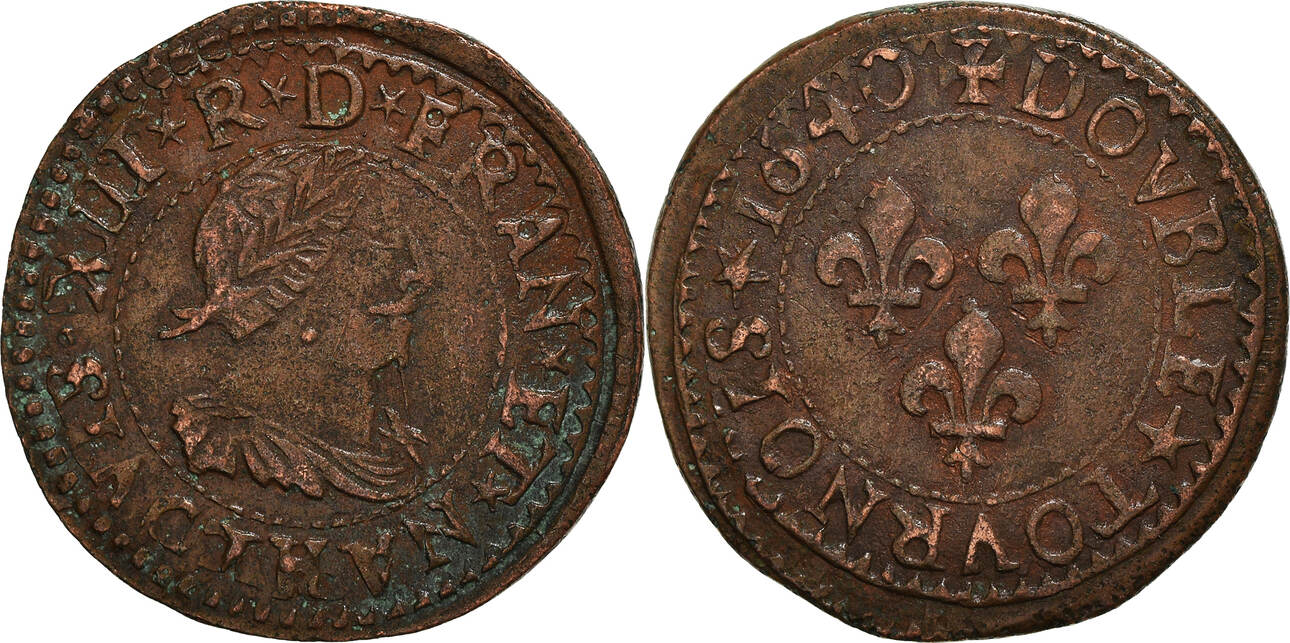 France Double Tournois 1640 La Rochelle Coin, Louis XIII, La Rochelle ...