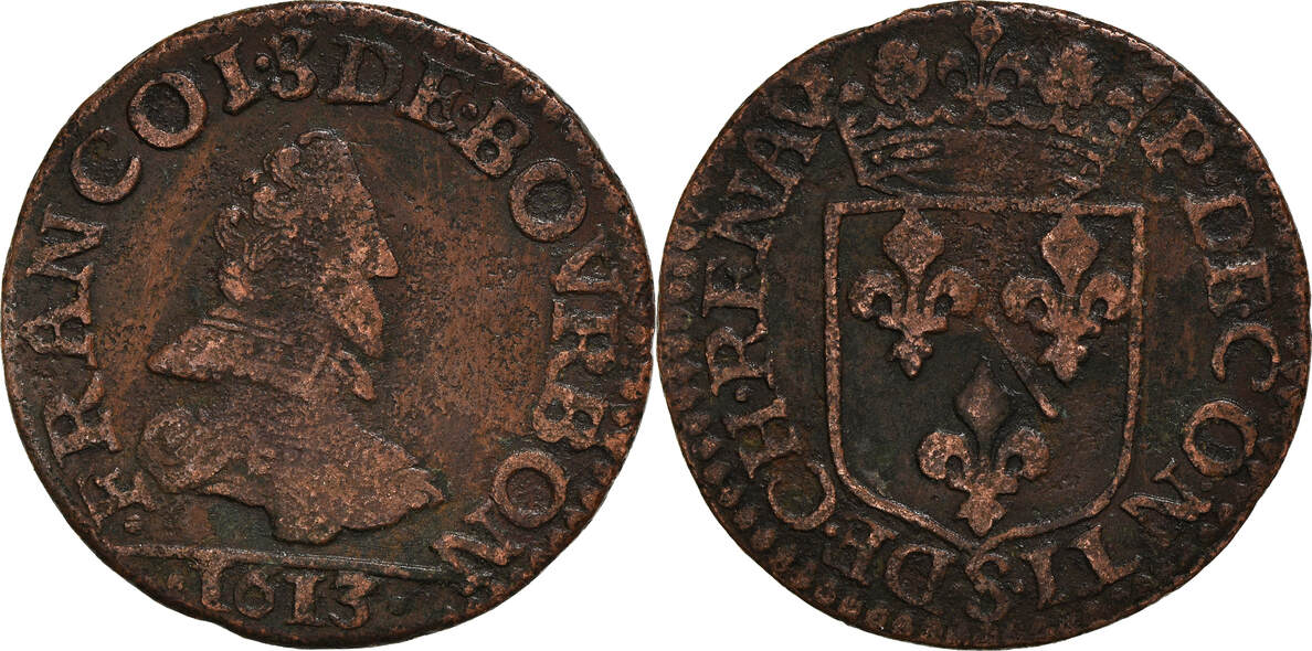France Liard 1613 Coin, CHÂTEAU-REGNAULT, François de Bourbon VF(20-25 ...