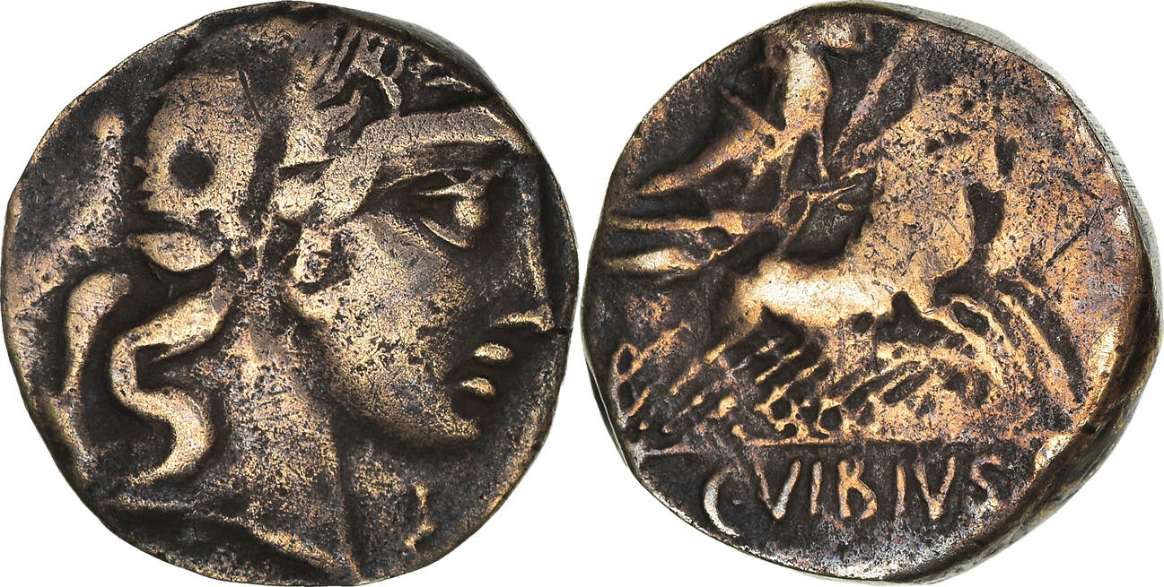 Denarius 90 BC Rome Coin, Vibia, Rome, Silver, Crawford:342/5 VF(20-25 ...