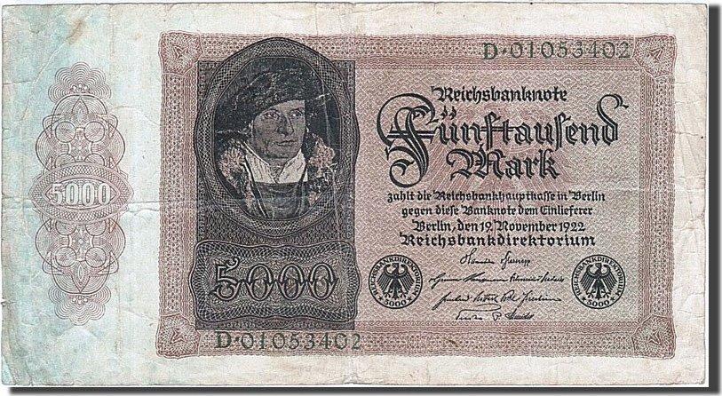 Germany 5000 Mark 1922 Banknote, 1922-11-19, KM:78 EF(40-45) | MA-Shops