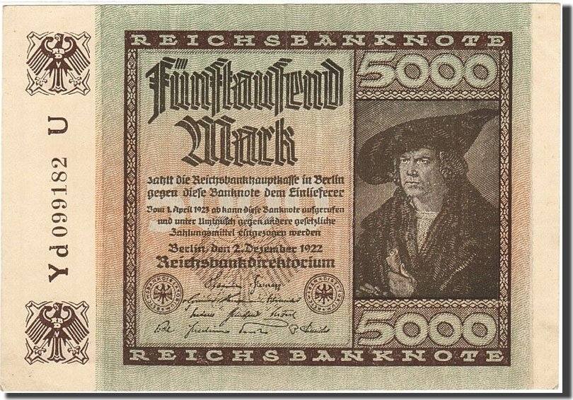 Germany 5000 Mark 1922-1923 Banknote, 1922-12-02, KM:81a AU(55-58) | MA ...