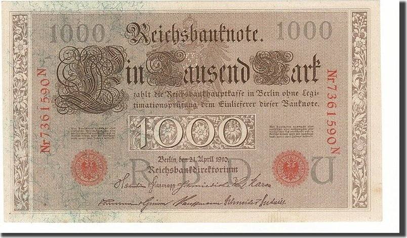 Germany 1000 Mark 1910 Banknote, 1910-04-21, KM:44b UNC(63) | MA-Shops