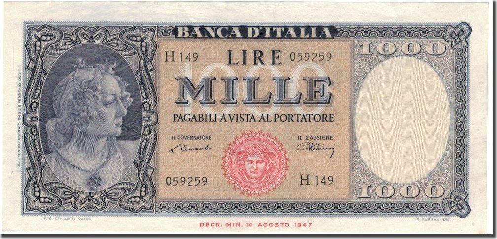 Italy 1000 Lire Banknote, KM:88a UNC(63) | MA-Shops