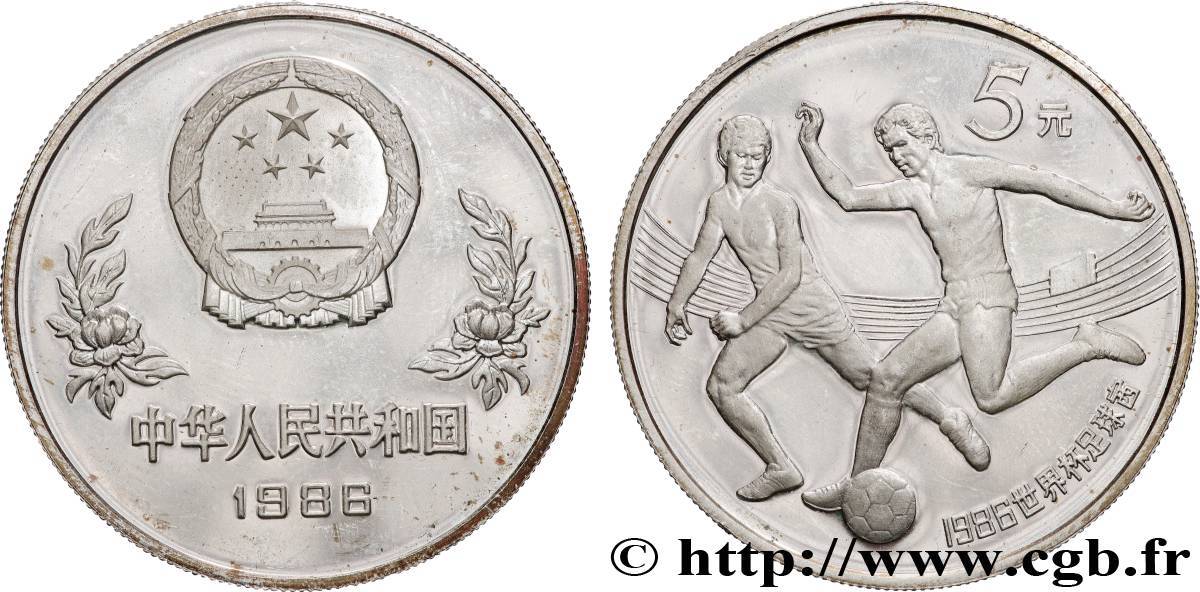 5 Yuan Proof Coupe du Monde de Football CHINA 1986 (36mm, 16,88g, 12h ...