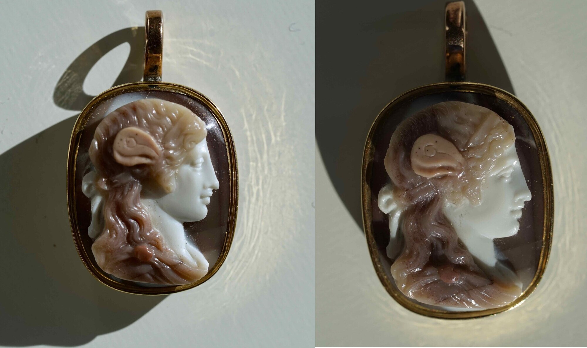 Gold pendant with Cameo on agate: Psyche | MA-Shops