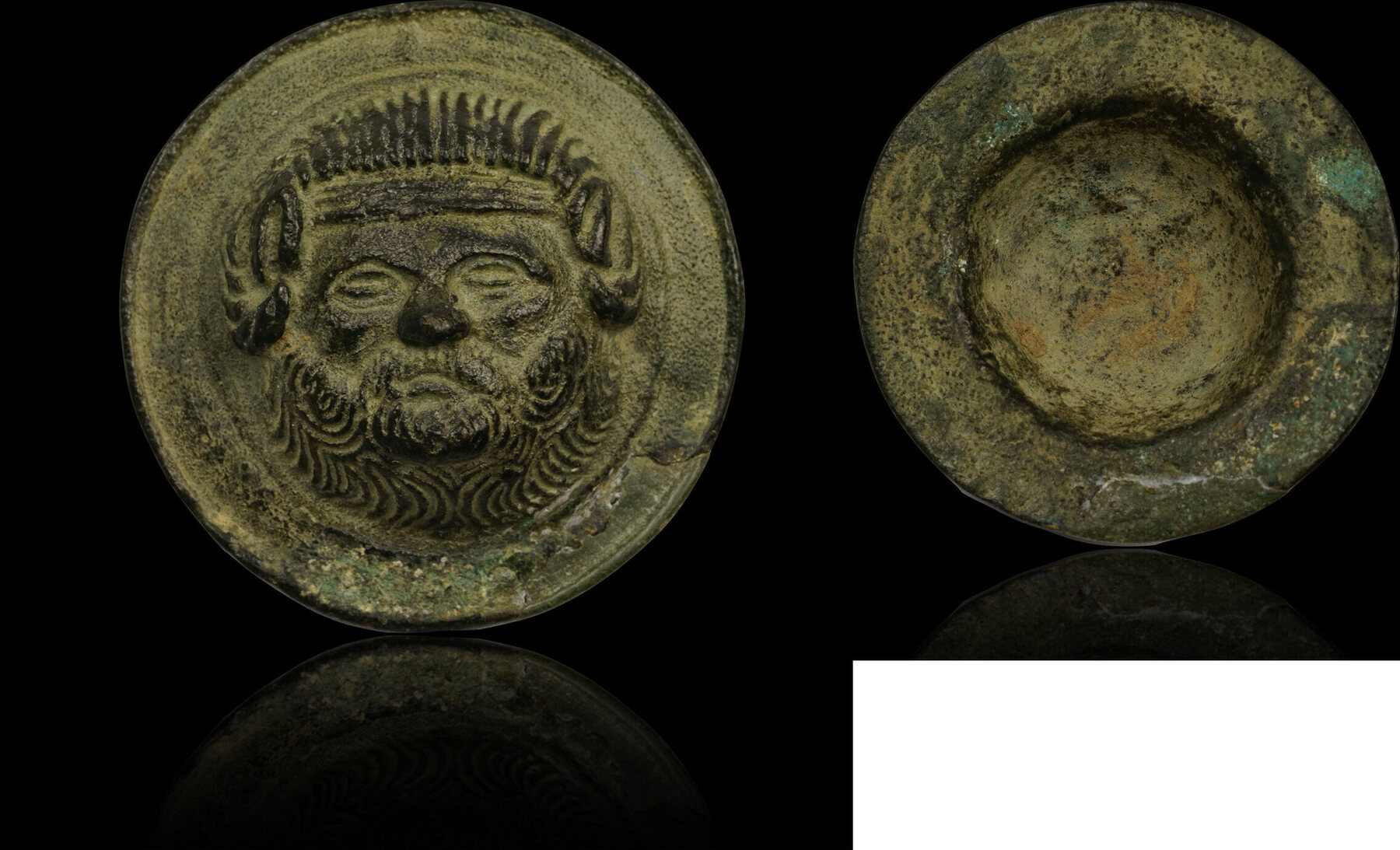 Ancient Rome: Roman Bronze Medallion Applique: Head Of Silenus. | MA-Shops