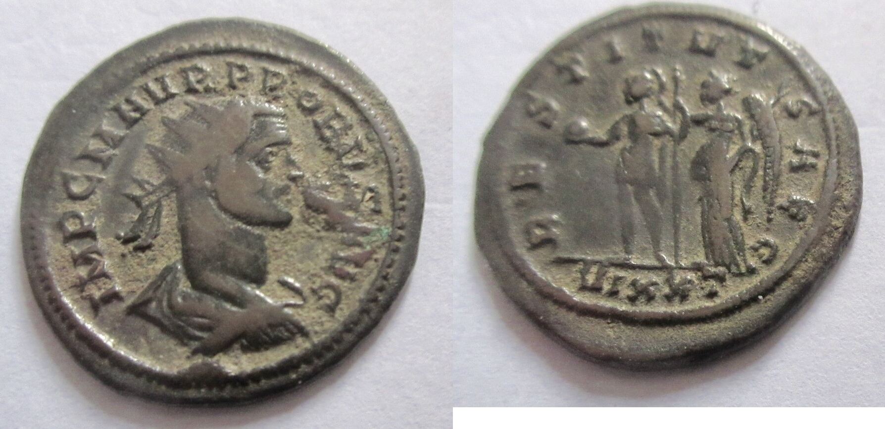 Rom 281 n. Chr. Ae-Antoninian von Probus aus Ticinum Rs. Kaiser mit Viktoria stehend very fine ...