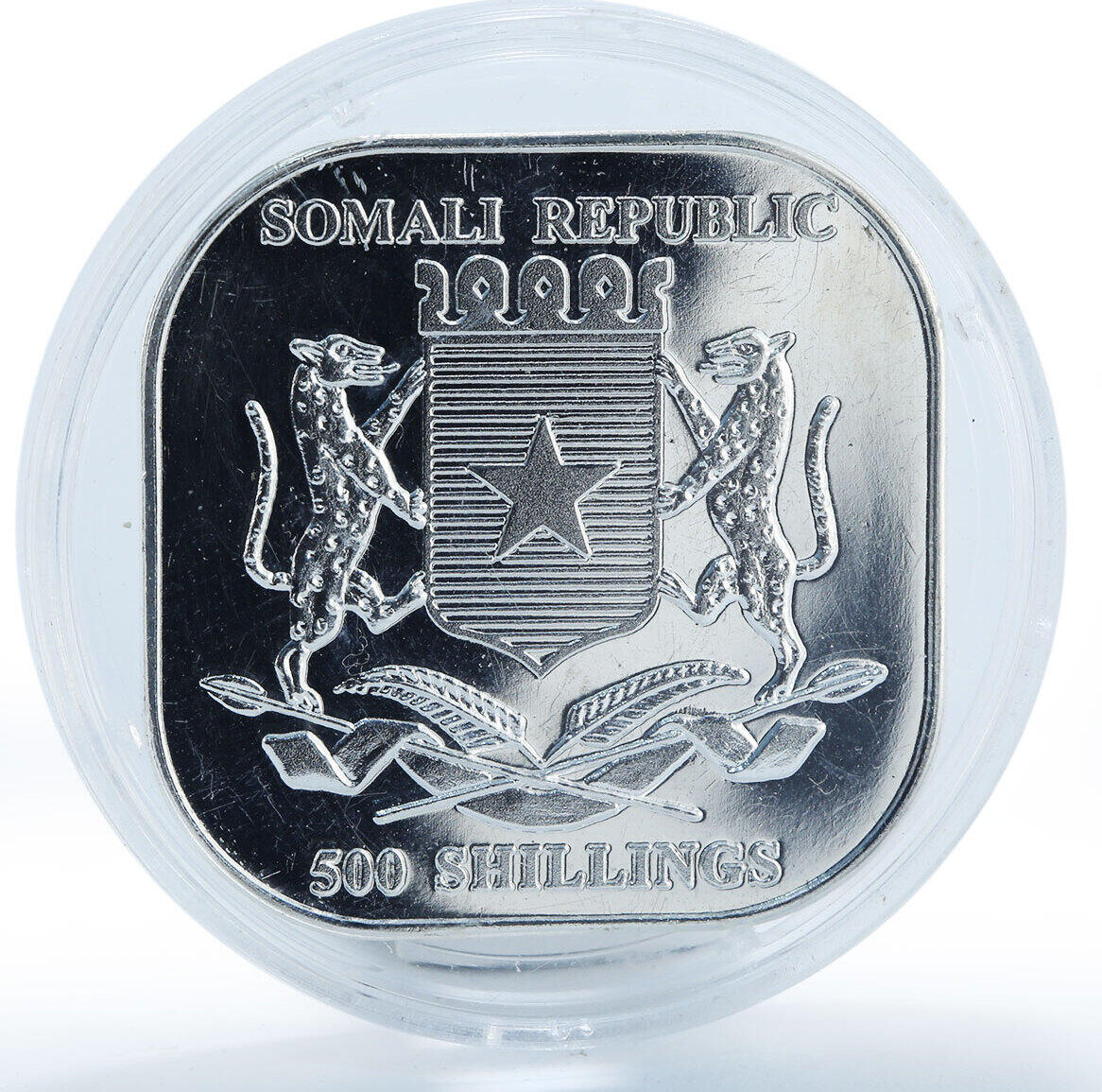 Somalia Somali 500 shillings Pope John Paul II colorized silverplated ...