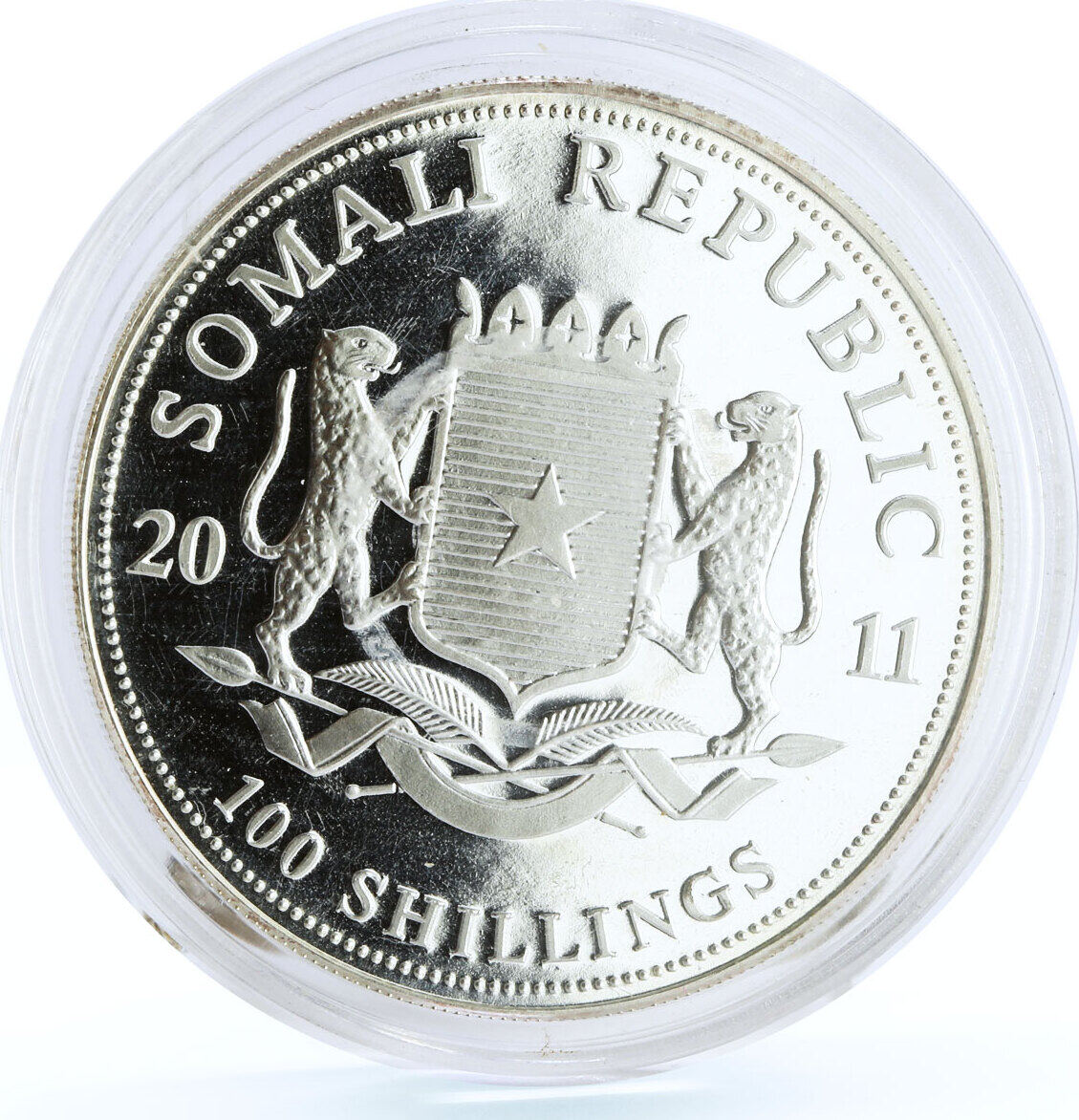 Somalia 100 shillings African Wildlife Elephants Animals Fauna silver ...