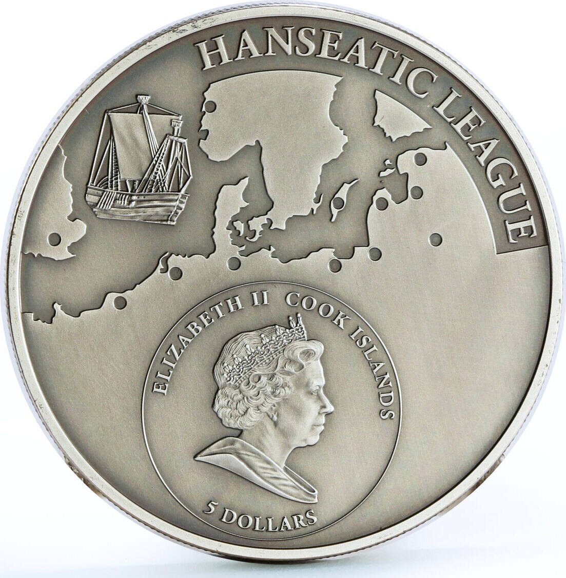 Cook Islands 5 dollars Hanseatic League Kaliningrad Konigsberg silver ...