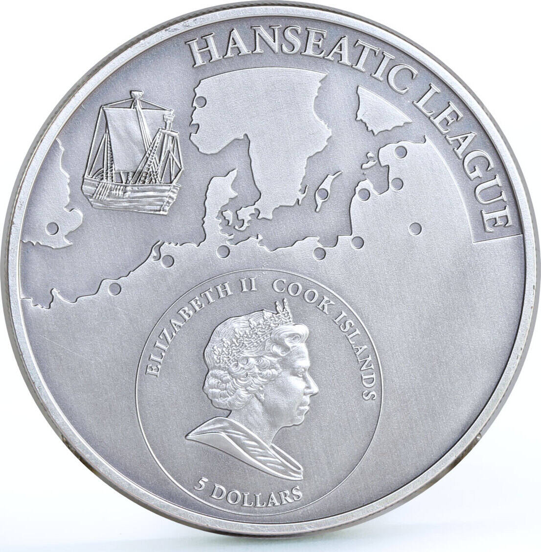 Cook Islands 5 dollars Hanseatic League Kaliningrad Konigsberg silver ...