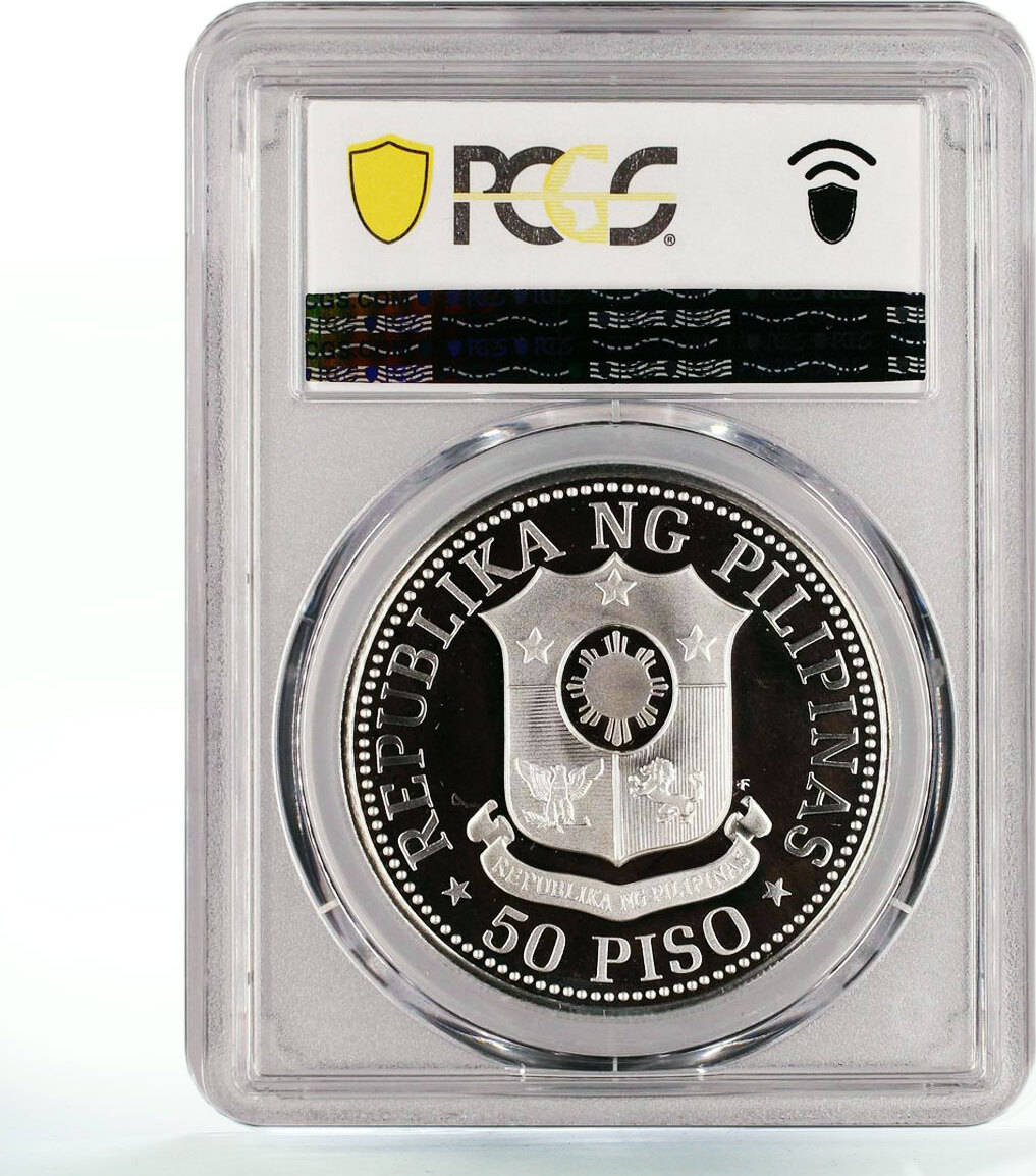 Philippines 50 piso Ferdinand E. Marcos PR68 PCGS silver coin 1975 ...