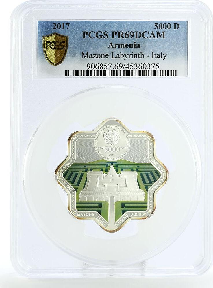 Armenia 5000 dram Italy Mazone Labyrinth Architecture PR69 PCGS silver ...