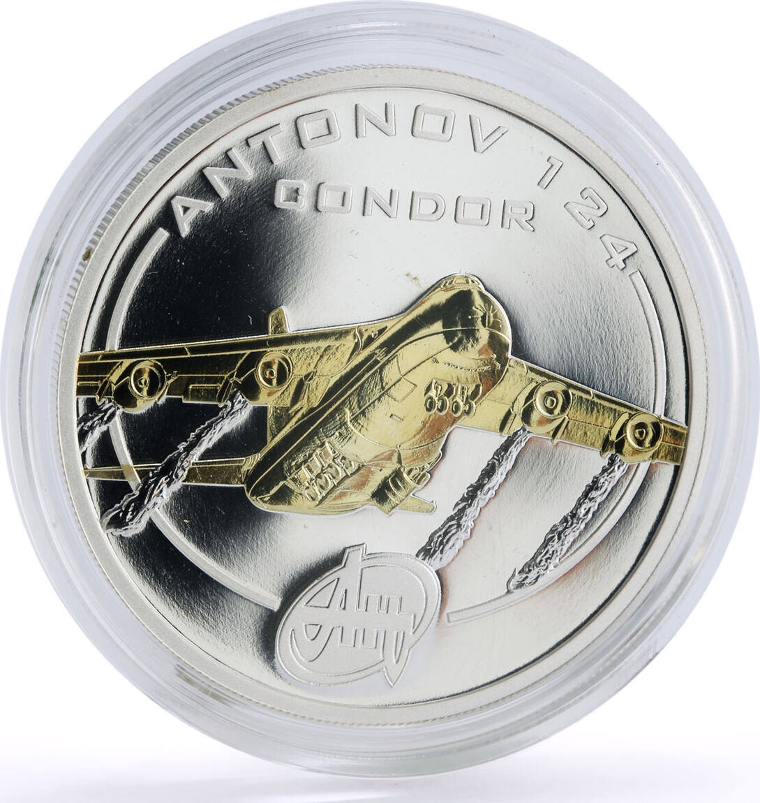 Cook Islands 1 dollar Antonov Ukraine Planes AN-124 Condor gilded ...