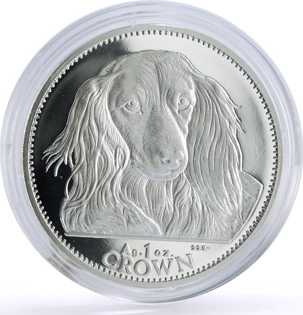 Gibraltar 1 crown Home Pets Dachshund Dog Animals proof silver coin ...