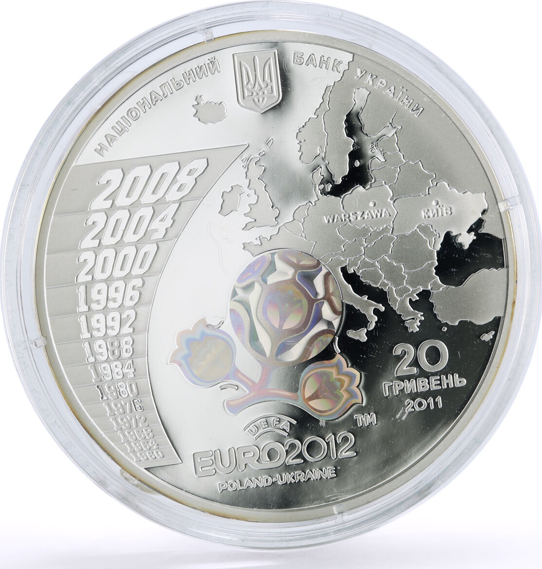 20 hryvnias Ukraine set of 5 coins UEFA EURO 2012 Football Cup proof ...