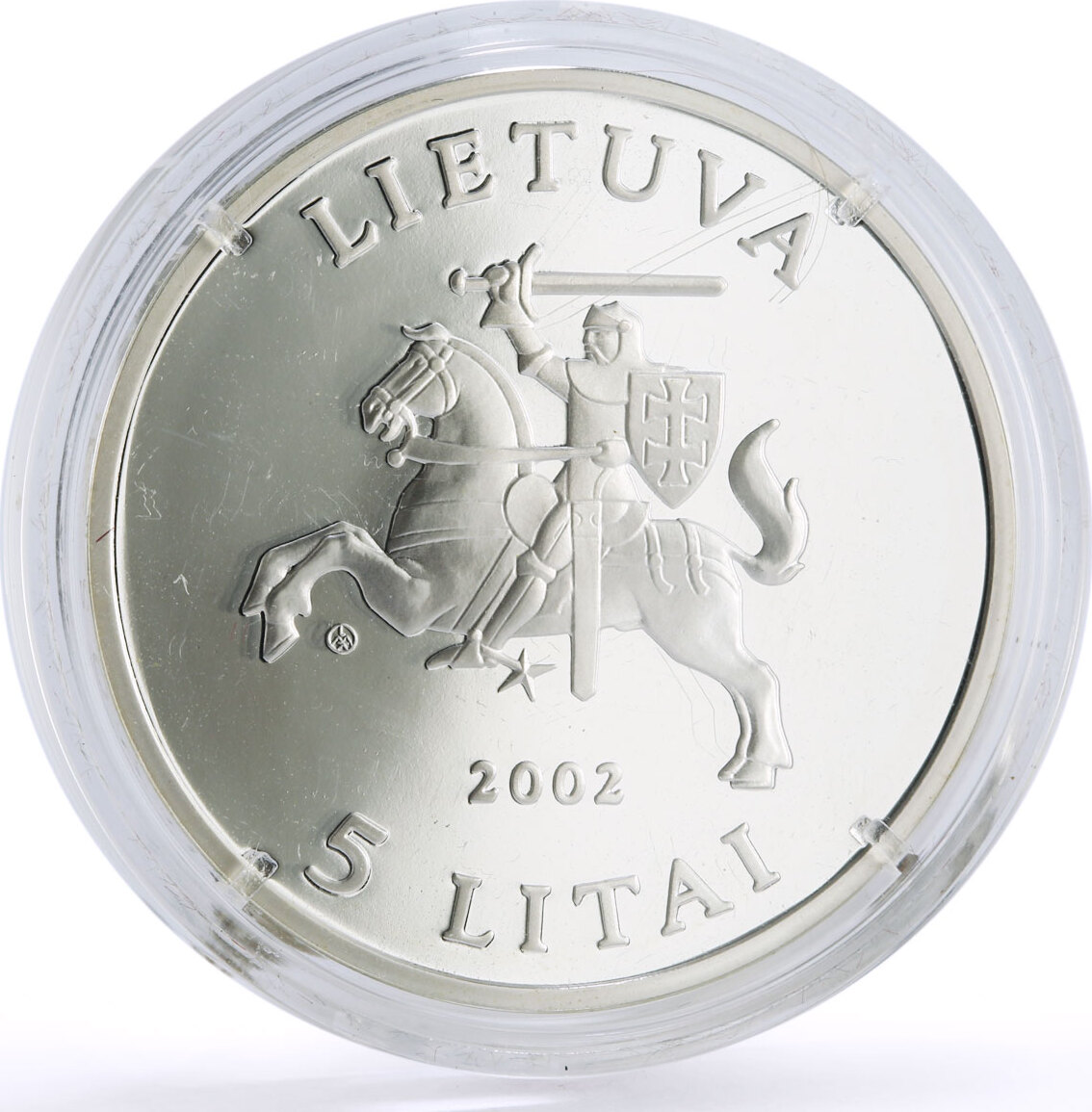 Lithuania 5 litai Conservation Wildlife Barn Owl Bird Fauna silver coin ...