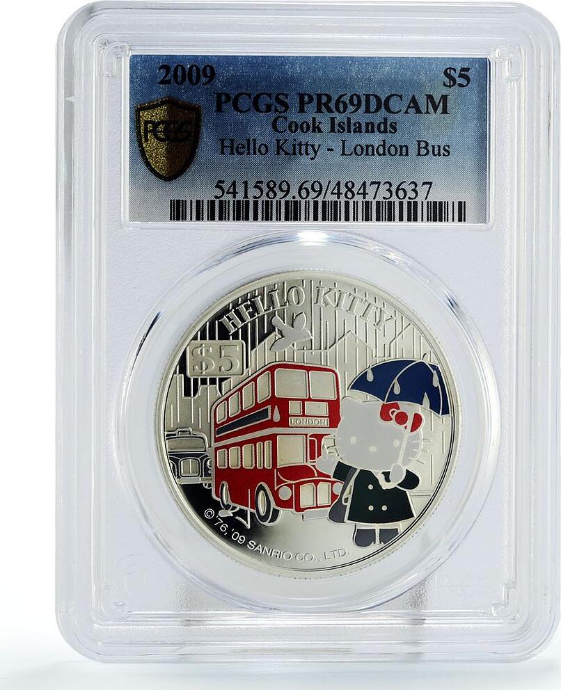 Cook Islands 5 dollars Cartoons Anime Hello Kitty London Bus PR69 PCGS ...