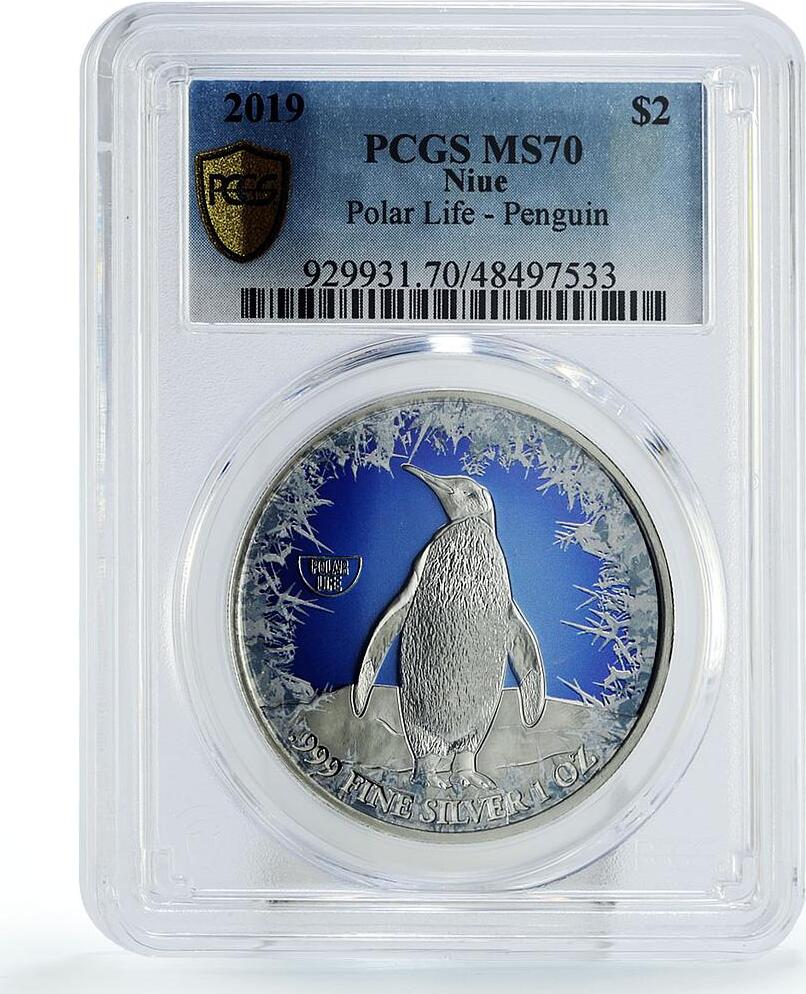 Niue 2 dollars Conservation Wildlife Penguin Polar Fauna MS70 PCGS ...