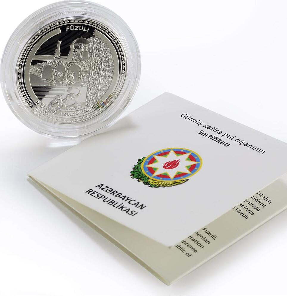 Azerbaijan 5 manat Karabakh War Victory Fuzuli District proof silver ...