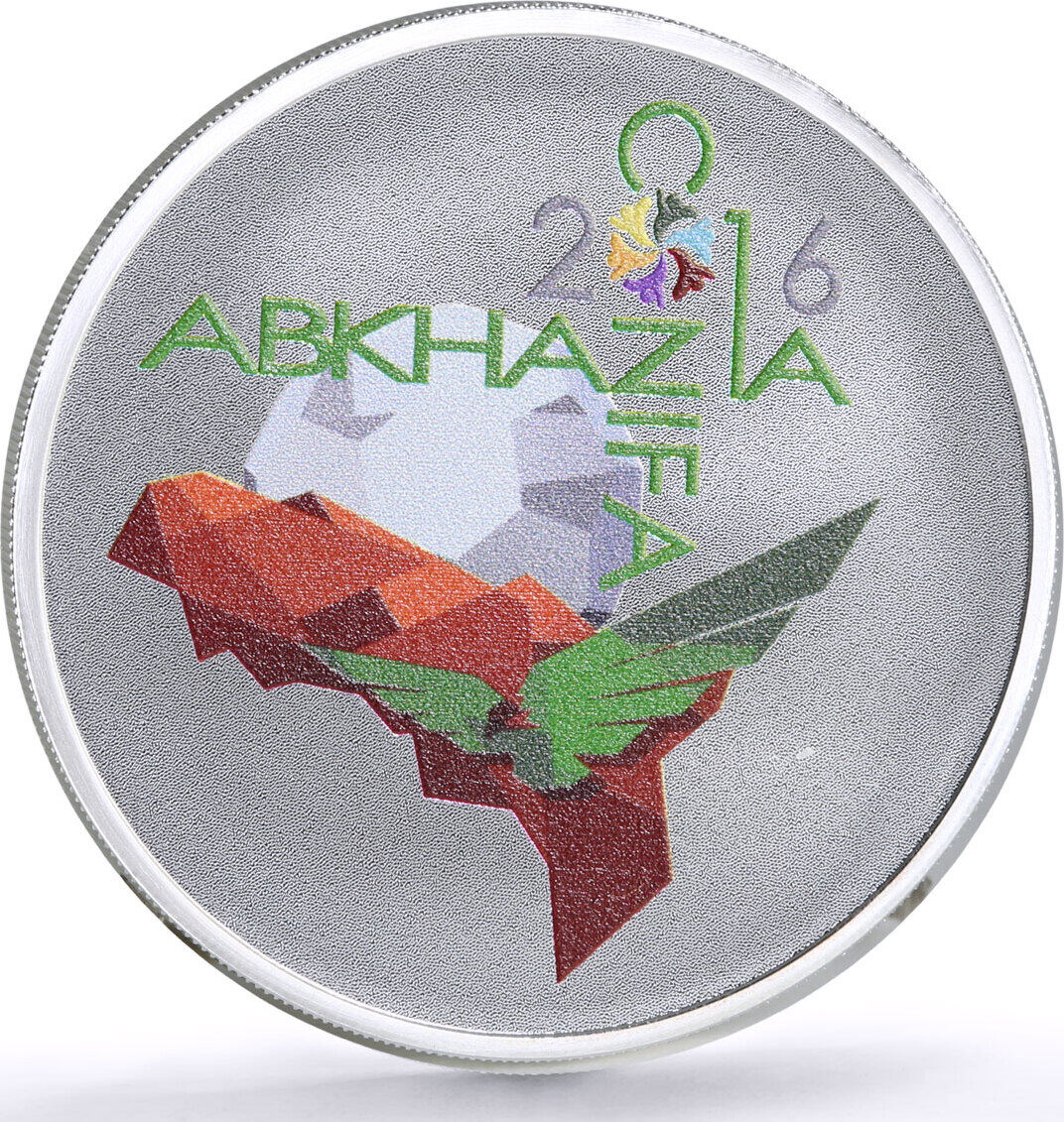 Abkhazia 10 apsars CONIFA World Football Cup Eagle Bird colored silver ...