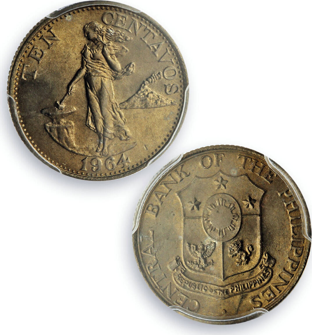 Philippines 10 centavos Regular Coinage Liberty KM-188 MS66 PCGS CuNi ...