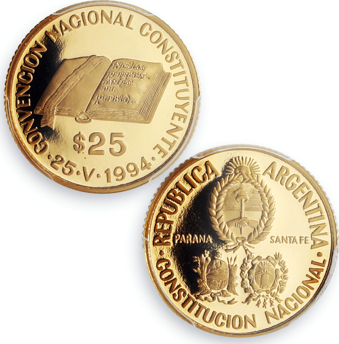 Argentina 25 pesos National Constitution Convention PR69 PCGS gold coin ...